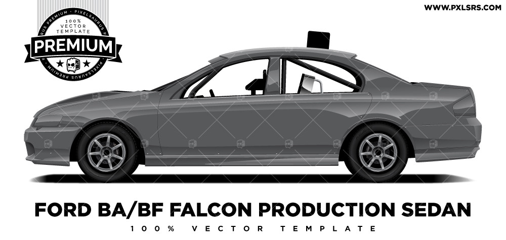 Ford BA/BF Falcon Production Sedan 'Premium' Vector Template - Pixelsaurus