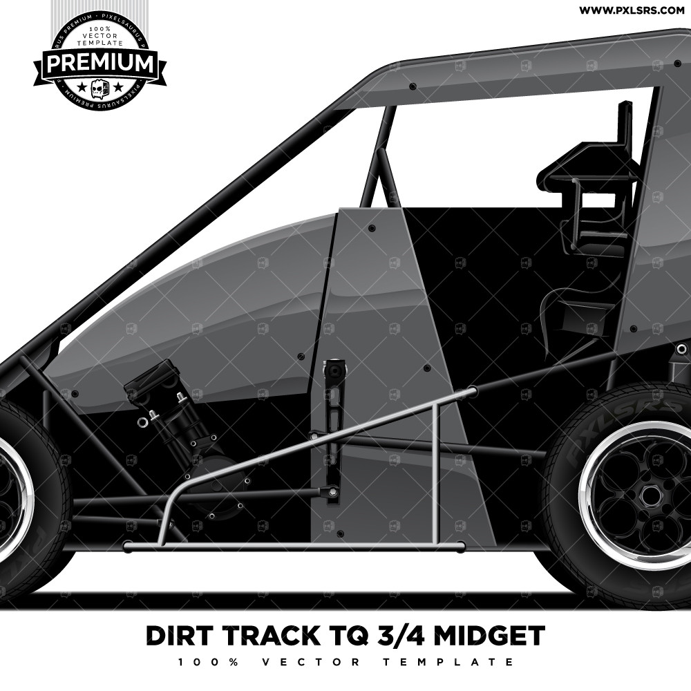 Dirt Track TQ 3/4 Midget 'Premium' Vector Template - Pixelsaurus