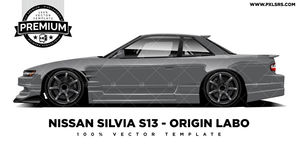 Nissan Silvia S13 - Origin Labo 'Premium' Vector Template - Pixelsaurus