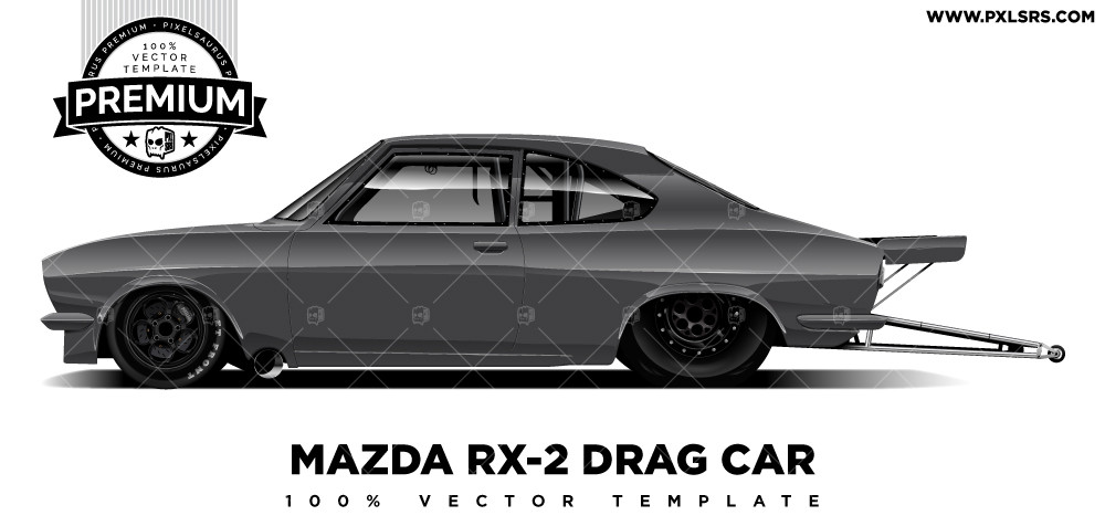 Mazda RX-2 – Drag Car 'Premium' Vector Template - Pixelsaurus
