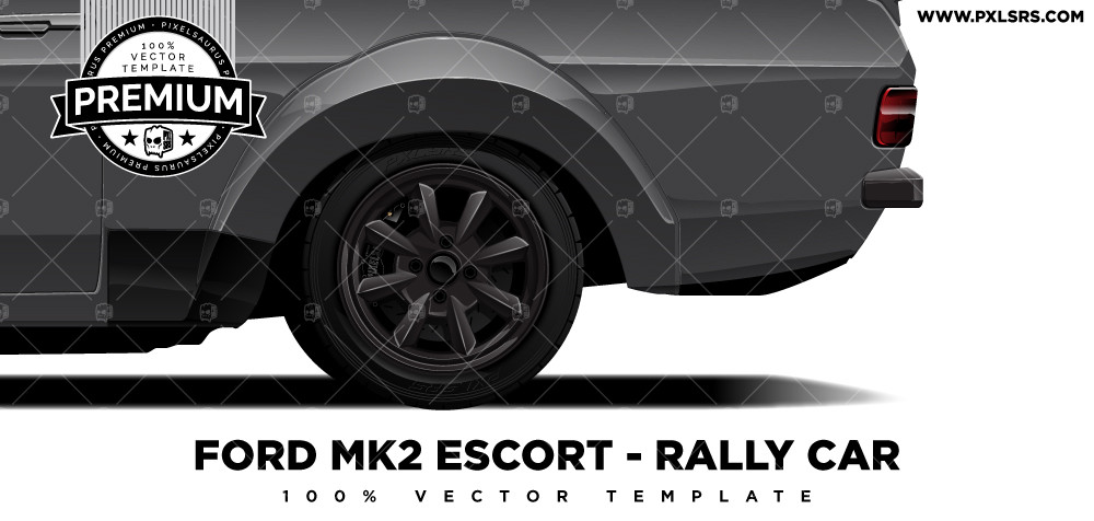 Ford MK2 Escort - Rally Car 'Premium' Vector Template - Pixelsaurus