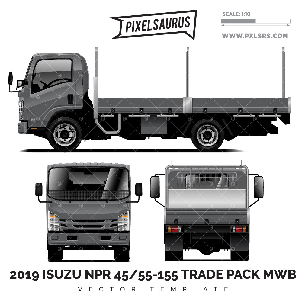 2019 Isuzu NPR 45/55-155 Trade Pack MWB - Vector Template