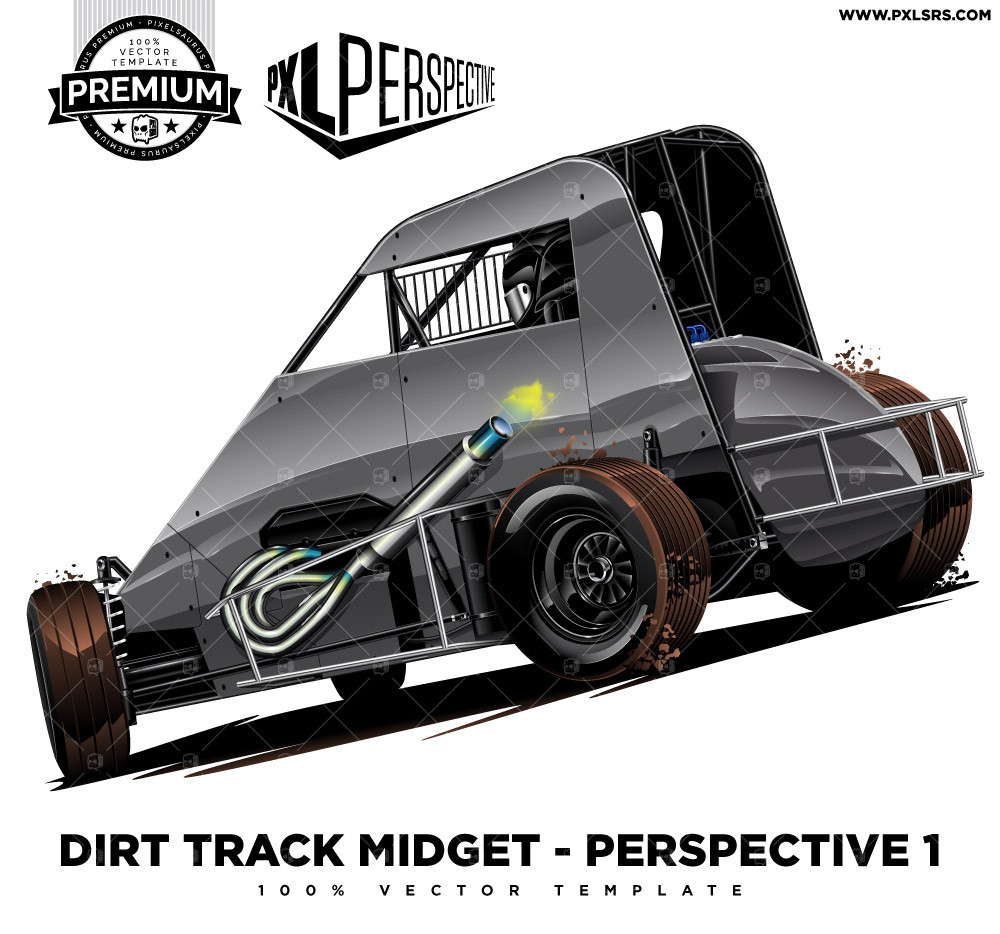 Dirt Track Midget Rear 'Premium Perspective' 100% Vector Template ...
