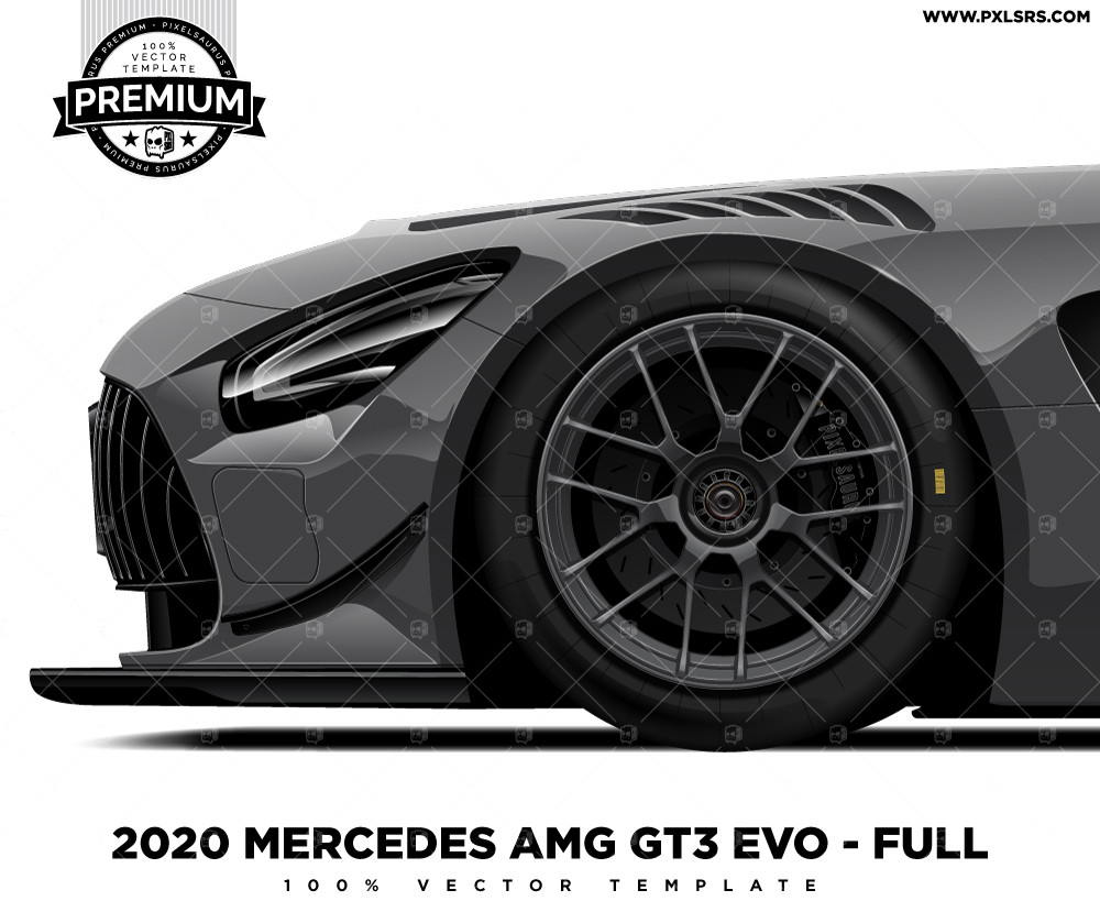 2020 Mercedes AMG GTS GT3 EVO Full 'Premium' Vector Template - Pixelsaurus