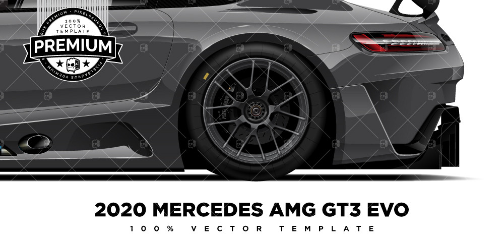 2020 Mercedes AMG GTS GT3 EVO 'Premium' Vector Template - Pixelsaurus