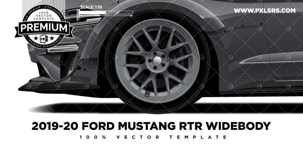 2019-20 Ford Mustang RTR Widebody 'Premium' Vector Template - Pixelsaurus