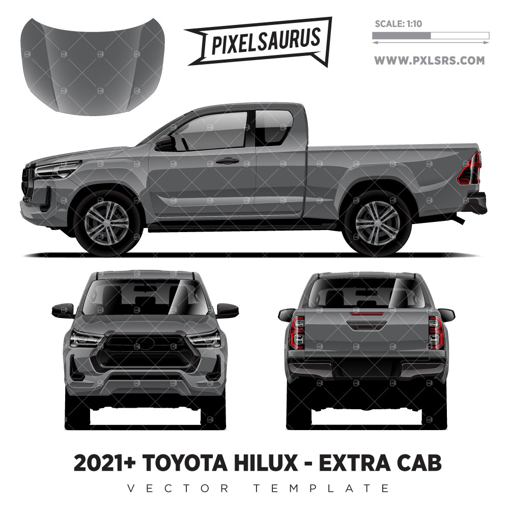 2021-2023 Toyota Hilux Extra Cab '100% Vector' Template