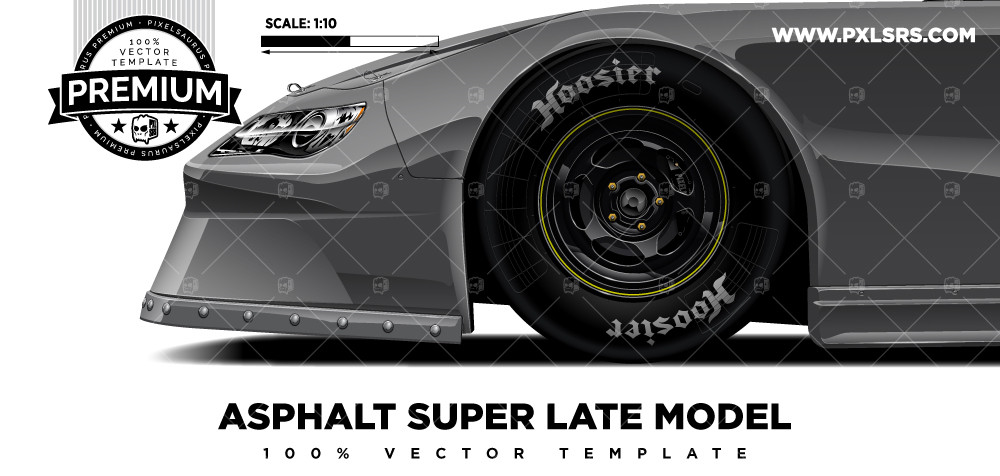 Asphalt Super Late model - Side 'Premium' Vector Template - Pixelsaurus