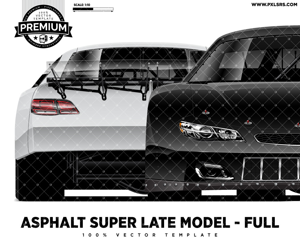 Asphalt Super Late model - Full 'Premium' Vector Template - Pixelsaurus