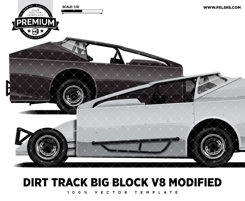 Bicknell Dirt Track V8 Big Block Modified +Rear 'Premium' Vector Template