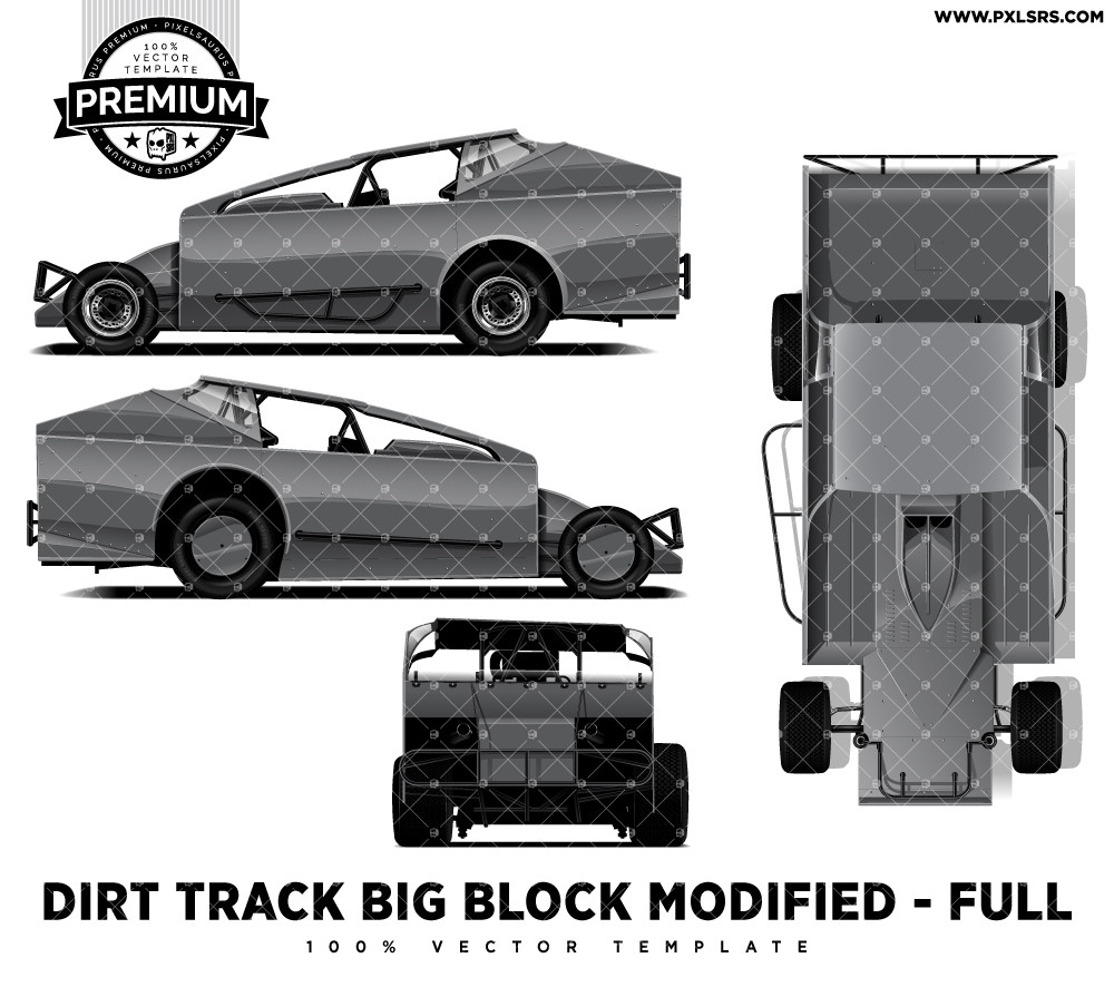 Bicknell Dirt Track V8 Big Block Modified +Rear 'Premium' Vector Template