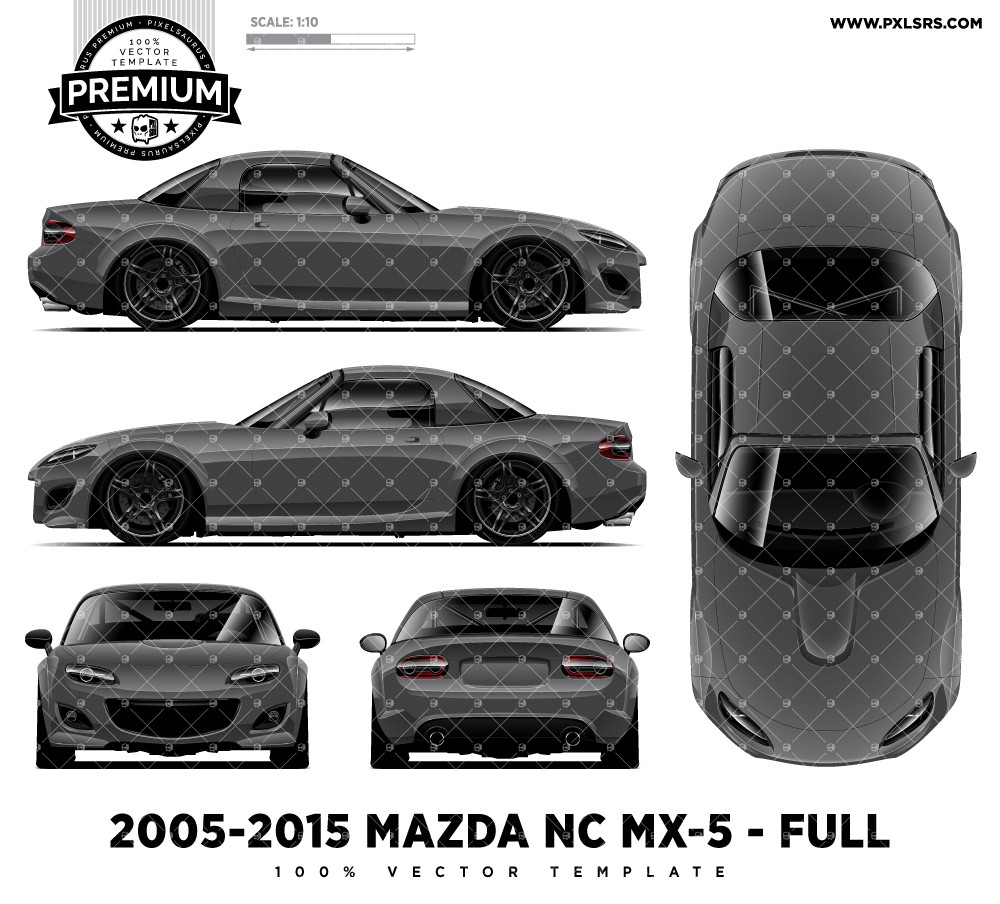 2005-2015 Mazda NC MX-5 / Miata 'Premium' Full Template MX5 - Pixelsaurus