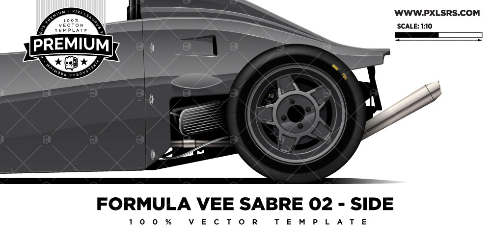 Formula First / Vee Sabre 02 'Premium' Vector Template - Pixelsaurus