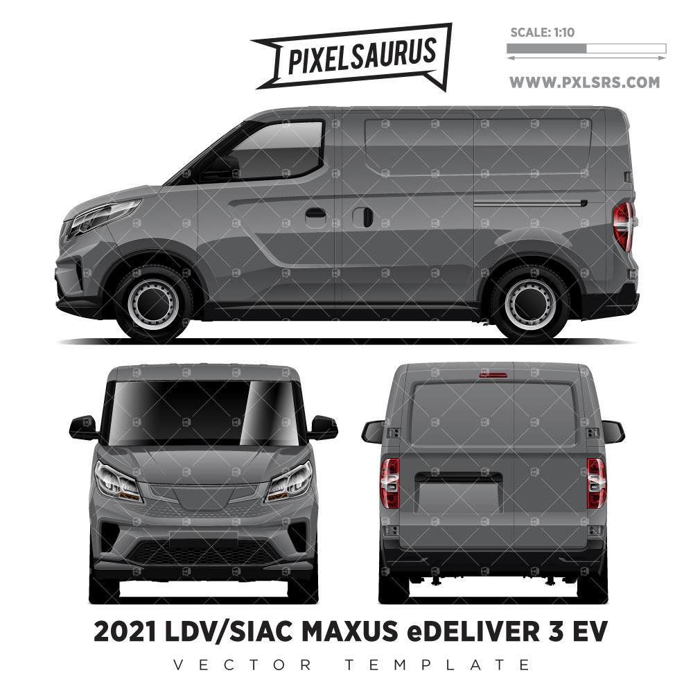 2021-2024 LDV/SIAC Maxus eDeliver 3 - Vector Template - Pixelsaurus
