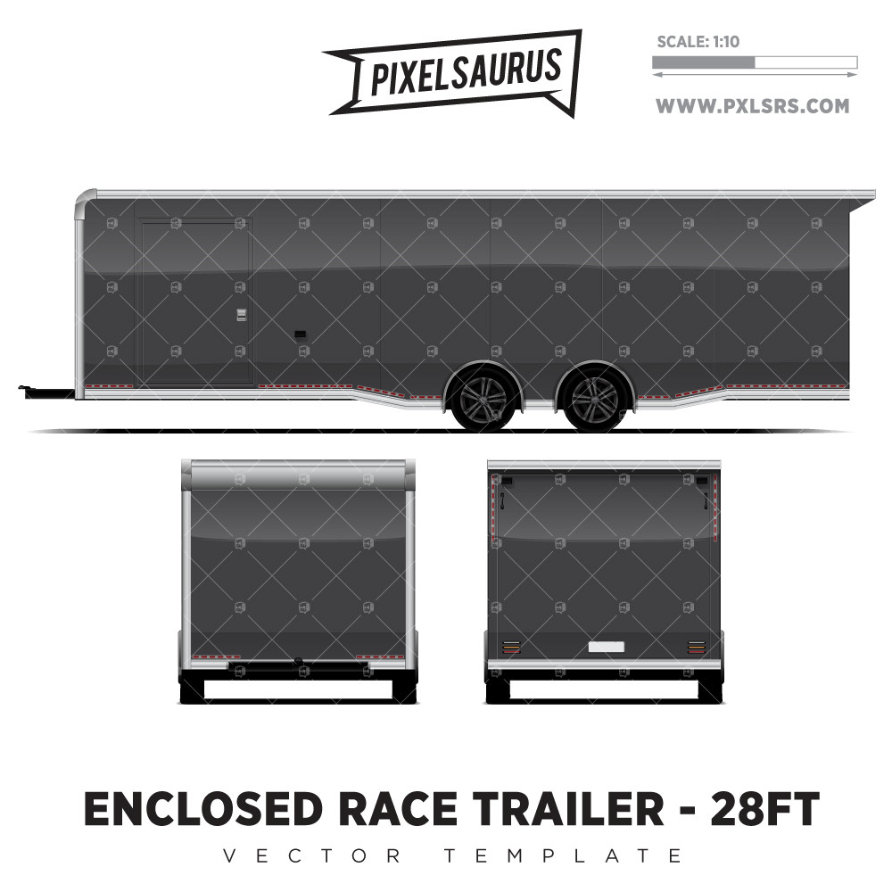 Enclosed Race Car Trailer Combo - 20-32ft 'Vector' Template - Pixelsaurus