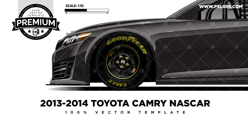 2013-14 Toyota Camry NASCAR 'Premium Side' Vector Template - Pixelsaurus