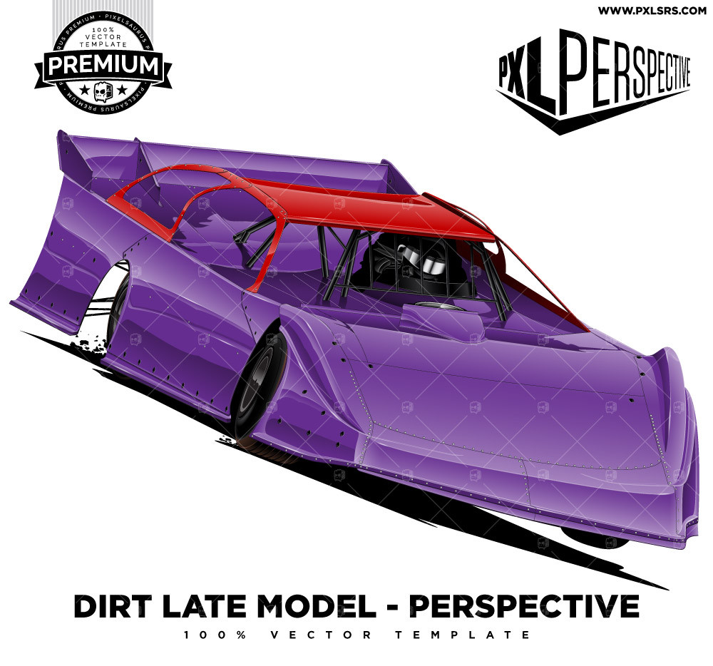 Dirt Late Model 'Premium Perspective' 100% Vector Template