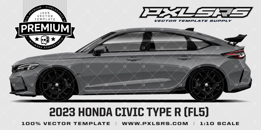 2023 HONDA CIVIC (FL5) TYPE R 'Premium Side' Vector Template - Pixelsaurus