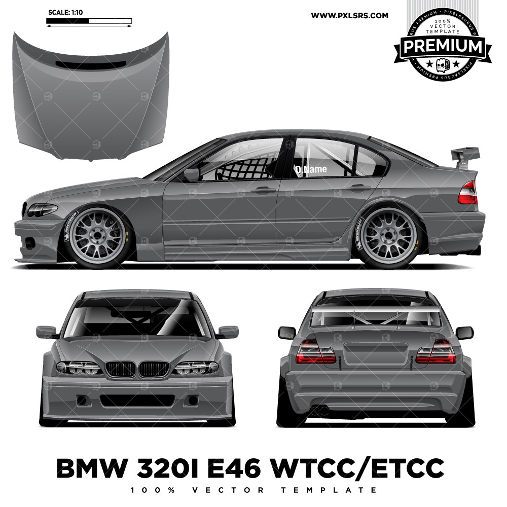 BMW E46 320i BTCC / ETCC TOURING CAR Full 'Premium' Vector Template ...