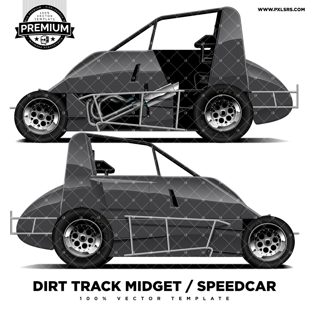 Dirt Track Midget / Speedcar 'Premium' Vector Template - Pixelsaurus