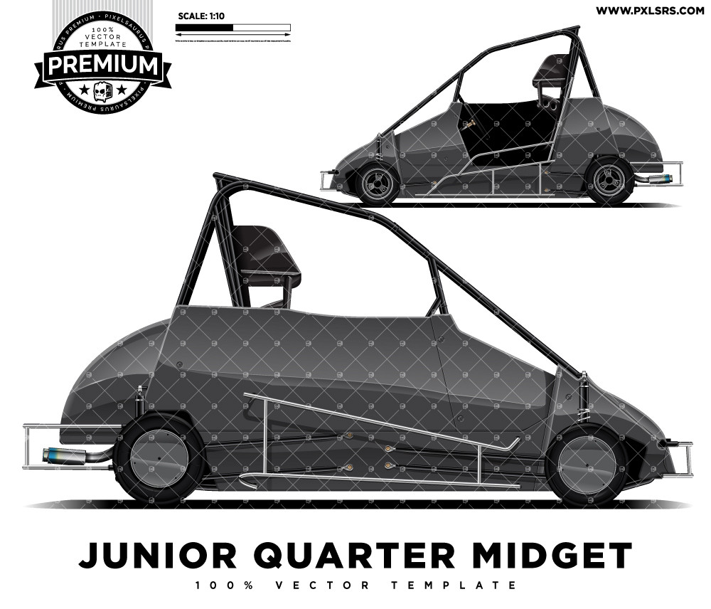 Junior Quarter Midget 'Premium' Vector Template - Pixelsaurus