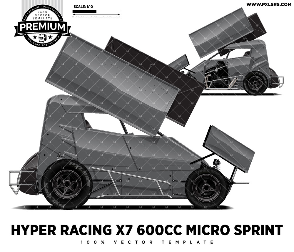 Hyper Racing X7 600cc Micro Sprint 'Premium' Vector Template - Pixelsaurus
