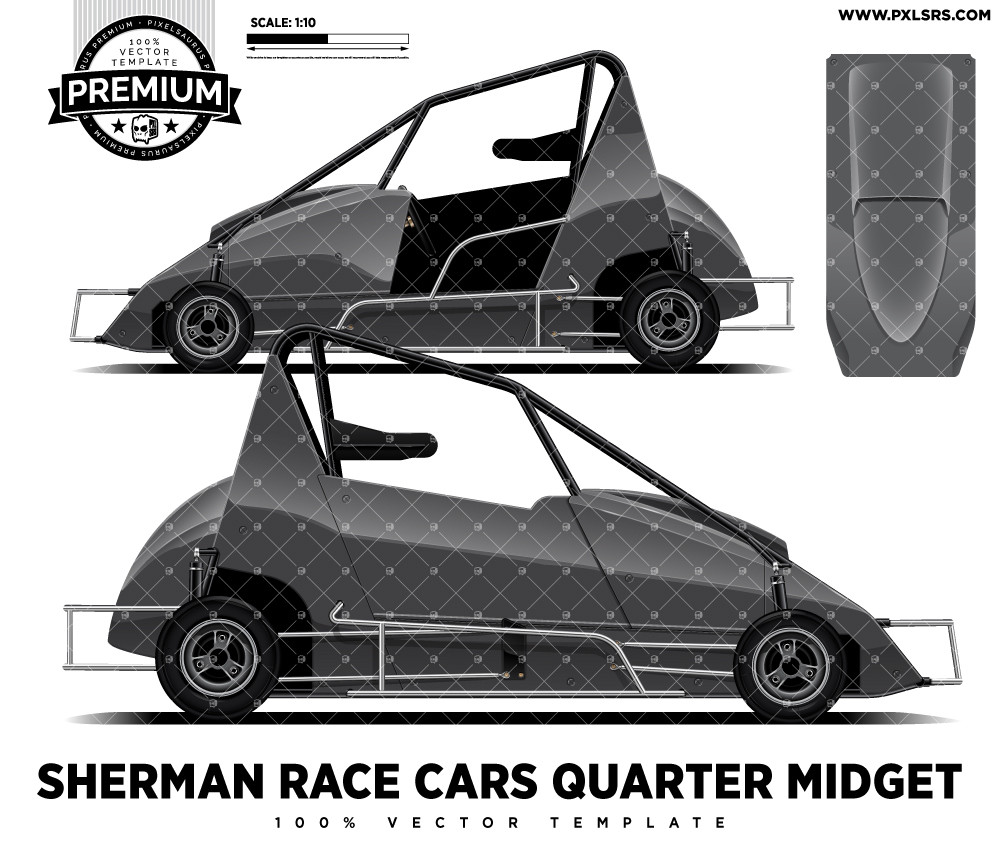 Sherman Race Cars Quarter Midget 'Premium' Vector Template