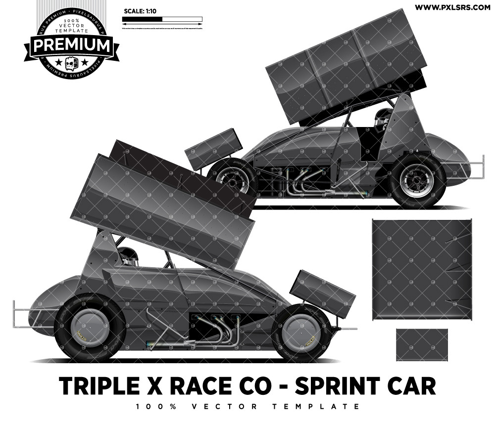 Triple X Race Co - SPRINT CAR 'Premium' Vector Template - Pixelsaurus