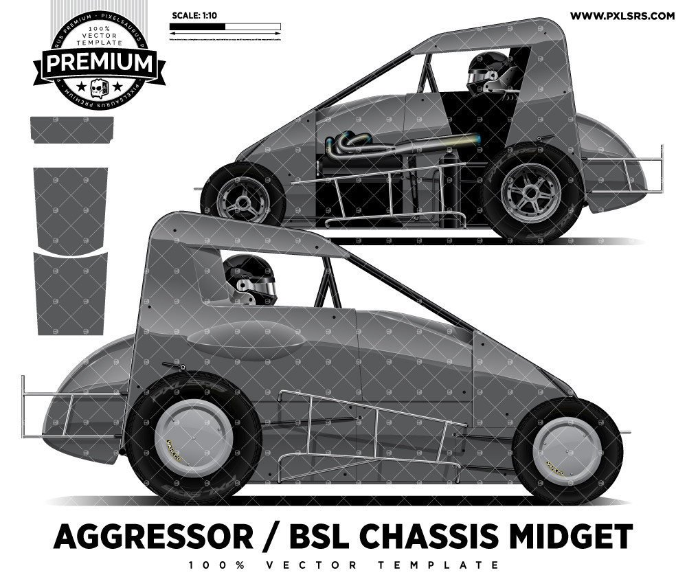 BSL Aggressor Chassis Speedway Midget 'Premium' Vector Template