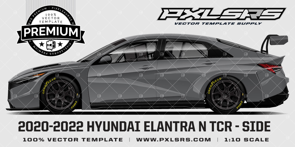 2020-2022 HYUNDAI ELANTRA N TCR - SIDE 'Premium' Vector Template ...