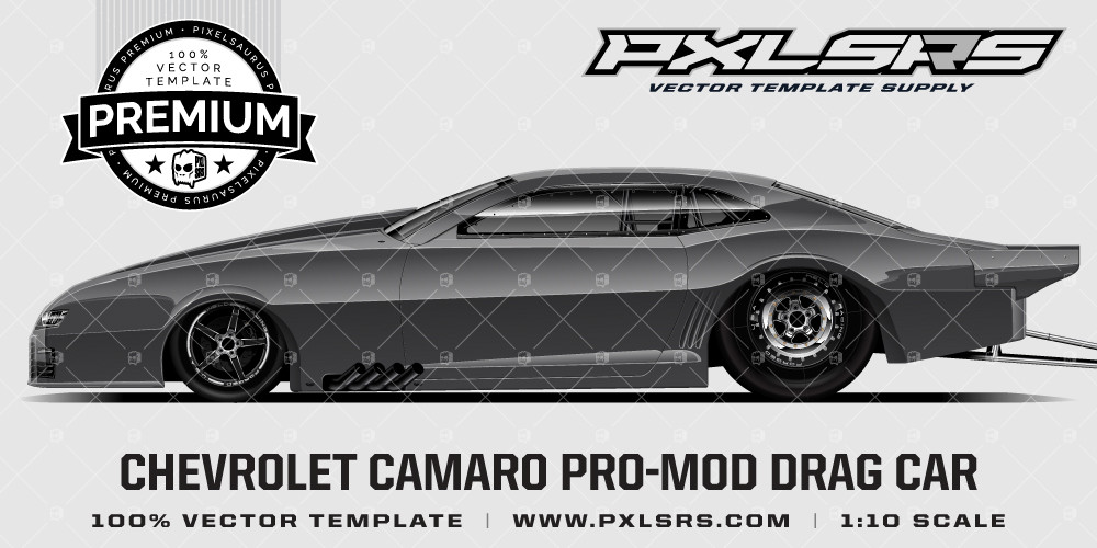 Chevrolet Camaro Pro-Mod Drag Car 'Premium' Vector Template - Pixelsaurus