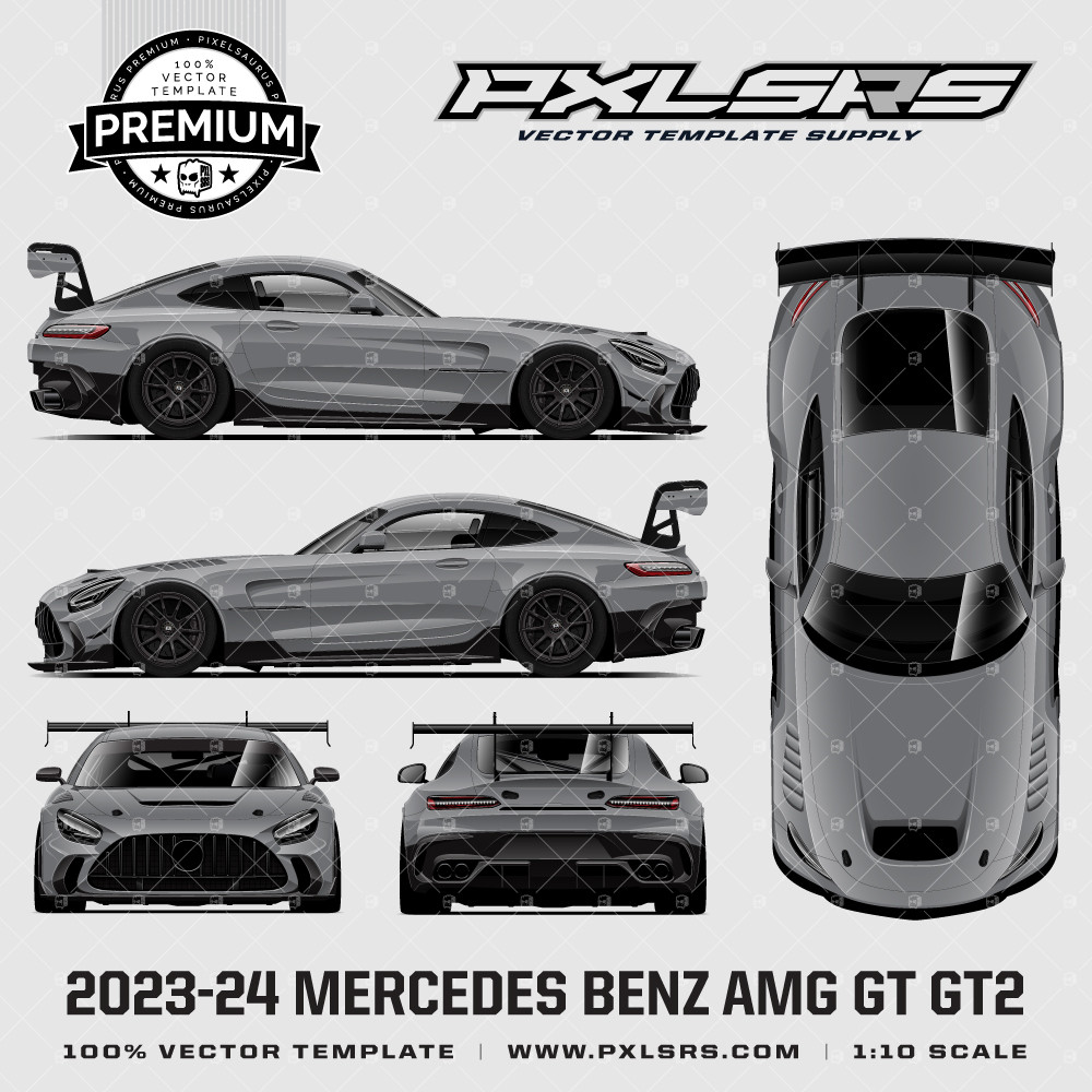 2023-24 Mercedes AMG GT GT2 Full 'Premium' Vector Template - Pixelsaurus