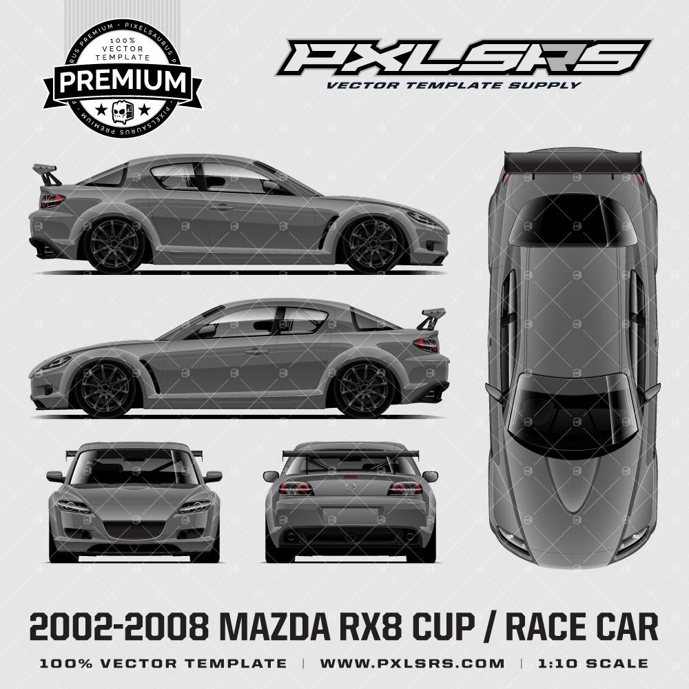 2002-2008 Mazda RX8 Cup / Race Car - Full 'Premium' Vector Template
