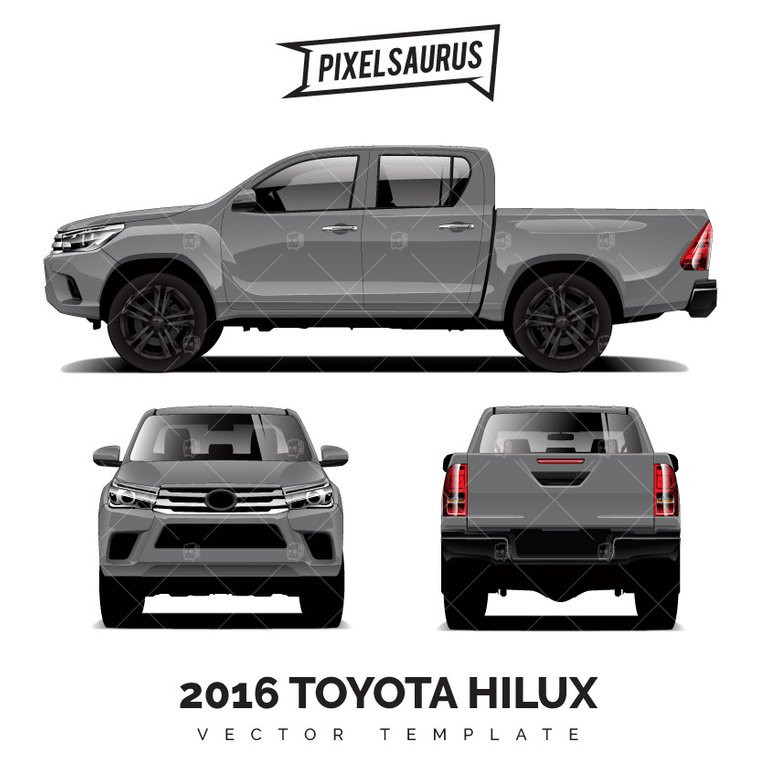 2016 Toyota Hilux - Vector Template - Pixelsaurus