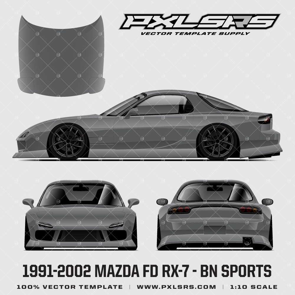 1991-2002 Mazda FD3S RX-7 - BN Sports 'Vector' Template RX7 FD ...