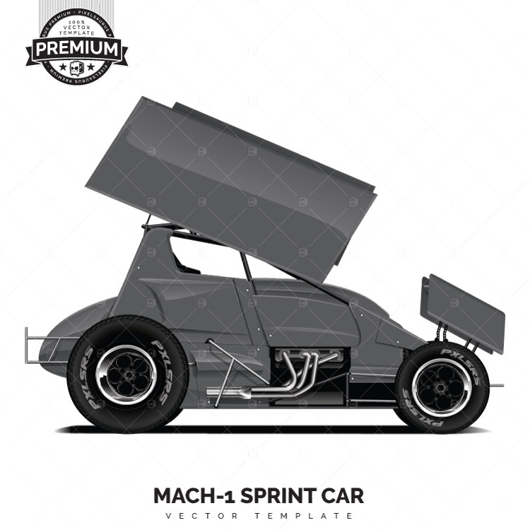 Mach-1 Sprintcar 'Premium' Vector Template L&R - Pixelsaurus