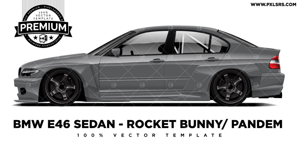 BMW E46 Sedan - Pandem / Rocket Bunny 'Premium' Vector Template ...