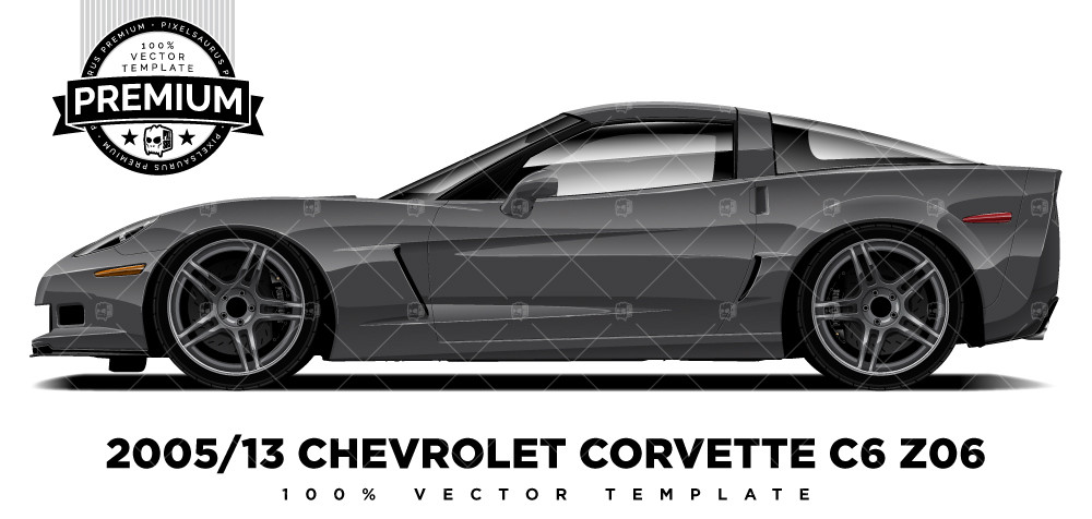 2005-13 Chevrolet Corvette C6 Z06 'Premium' Vector Template - Pixelsaurus