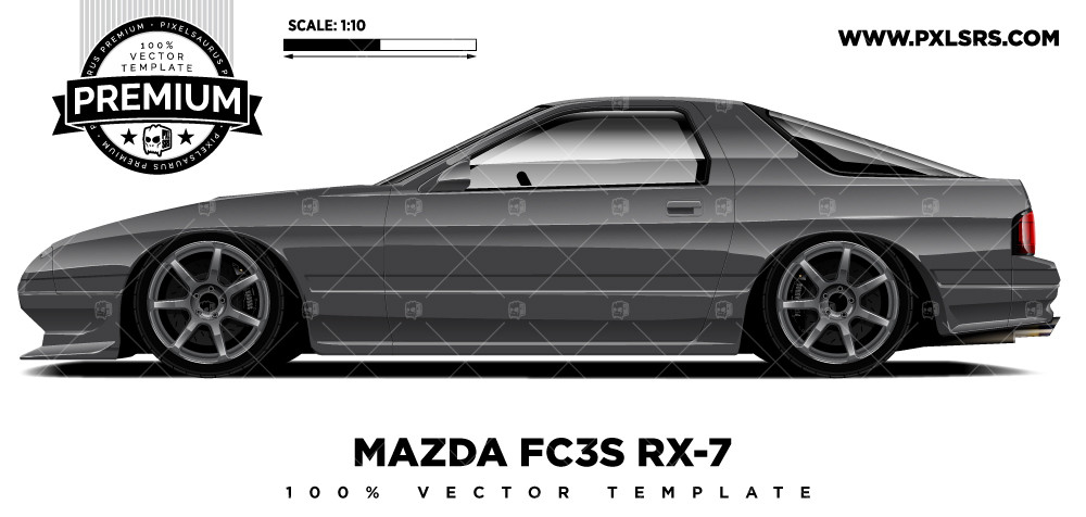 Mazda FC3S RX7 'Premium' Vector Template - Pixelsaurus