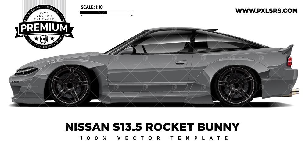 NISSAN S13.5 ROCKET BUNNY 'Premium' Vector Template - Pixelsaurus