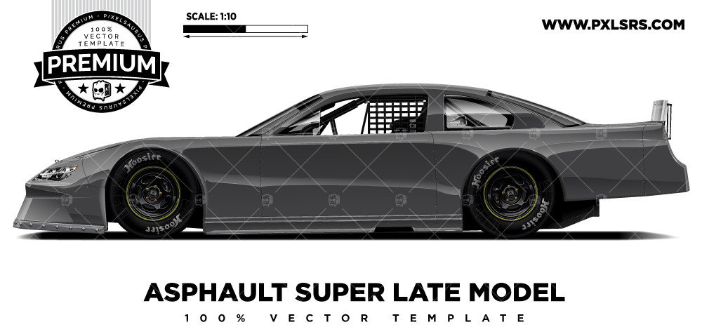 Asphalt Super Late model - Side 'Premium' Vector Template - Pixelsaurus