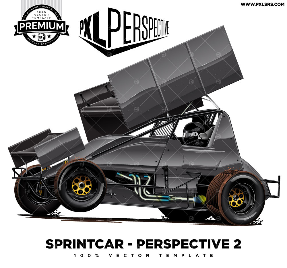 Dirt Track Sprint Car 2 'Premium Perspective' 100% Vector Template ...