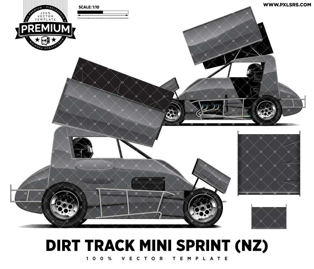 Dirt Track Mini Sprint (NZ) 'Premium' Vector Template - Pixelsaurus
