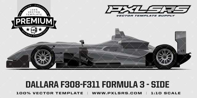 Dallara F308-F311 Formula 3 - Side 'Premium' Vector Template - Pixelsaurus