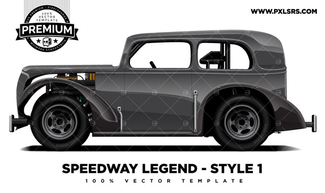 Speedway Legend Race Car - Style 1 'Premium' Vector Template - Pixelsaurus