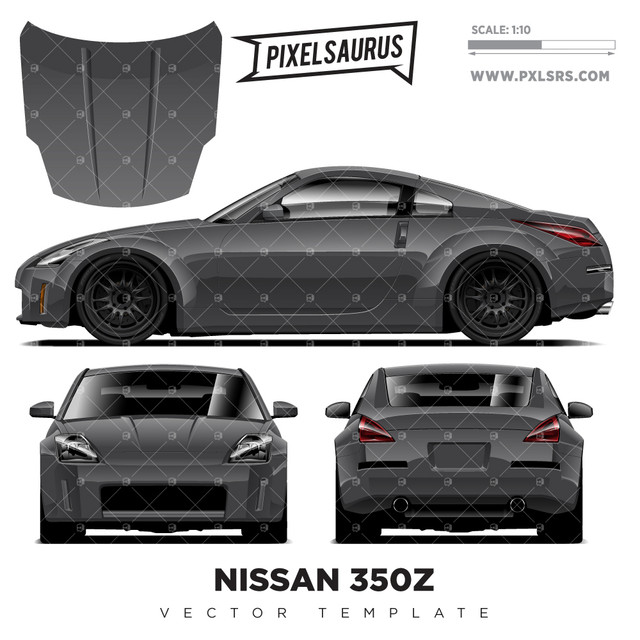 2002-2008 Nissan 350Z Vector Template - Pixelsaurus