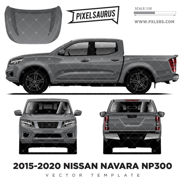 2015-2020 Nissan Navara NP300/D23 (Frontier) Double Cab Vector Template ...