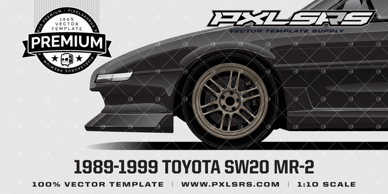 1989-1999 Toyota SW20 MR2 'Premium' vector template - Pixelsaurus