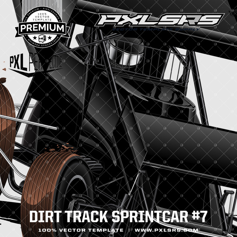Dirt Track Sprint Car #7 'Premium Perspective' 100% Vector Template ...