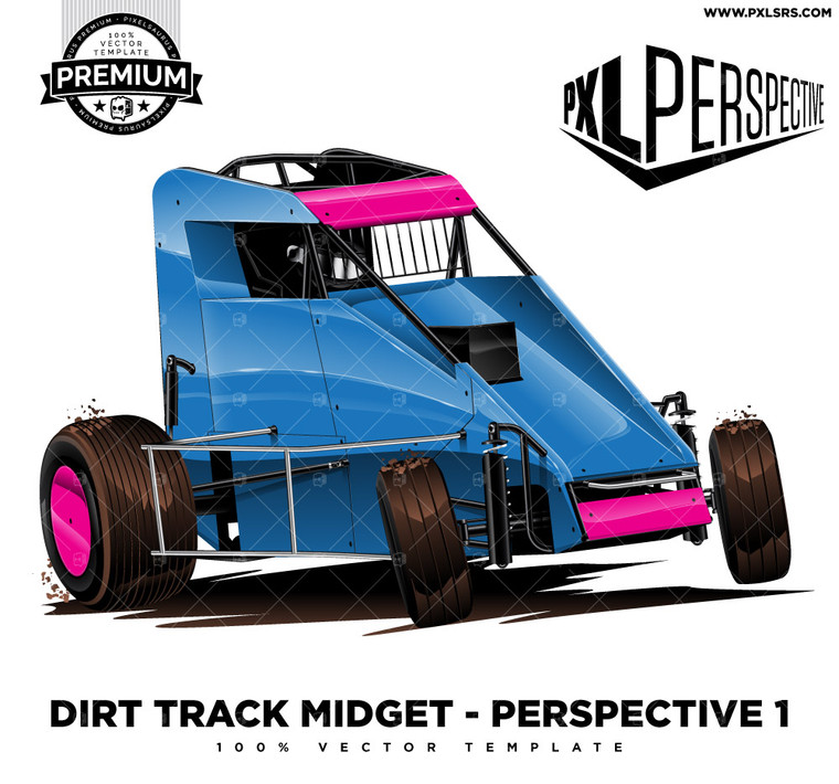 Dirt Track Midget Front 3/4 'Premium Perspective' 100% Vector Template ...